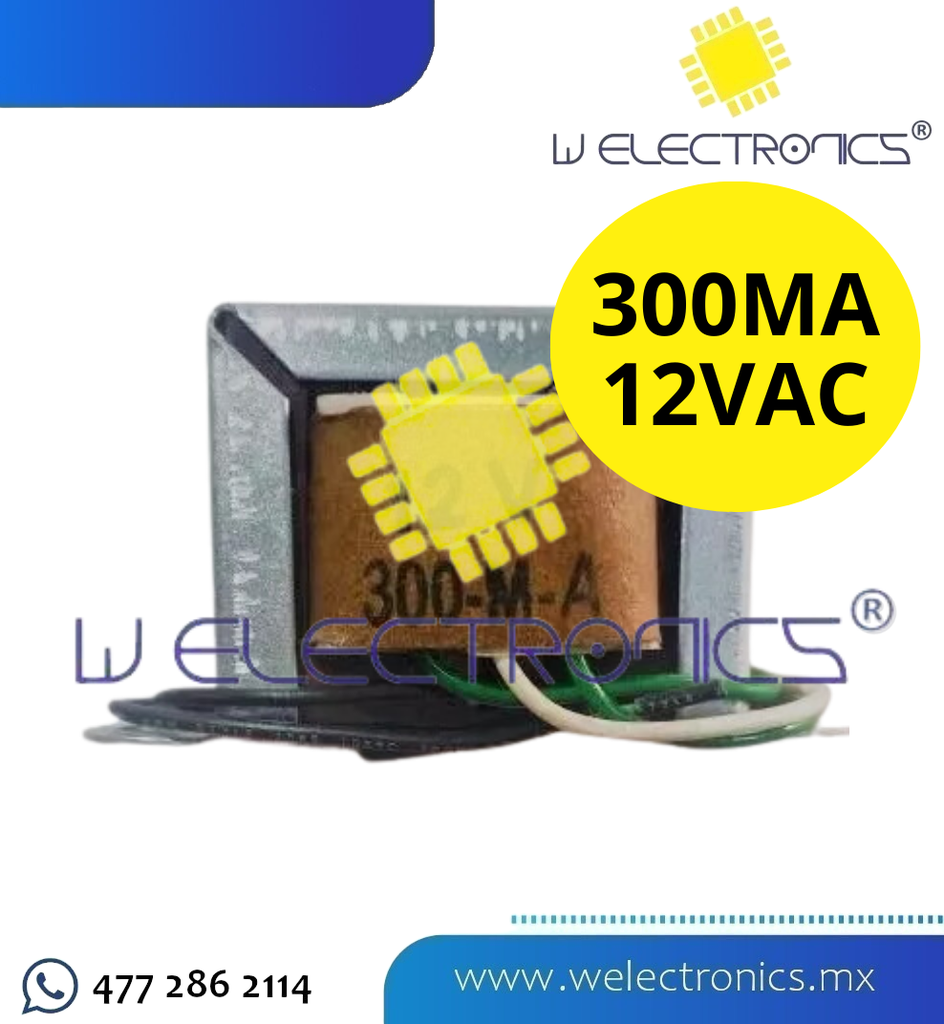TRANSFORMADOR DE VOLTAJE 12VAC 300MA CON TAP CENTRAL | W Electronics